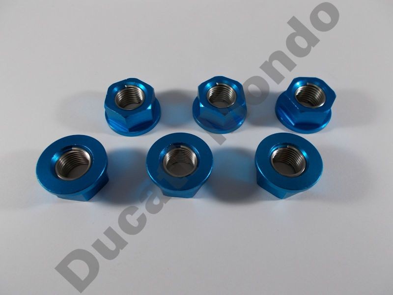 Billet alloy sprocket cush drive nuts x6 M12x1.5mm - Blue